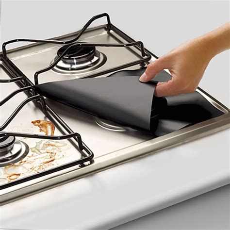 New 4pcs Gas Stove Protectors Cover Burner Non Stick Reusable Top Hob