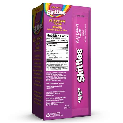 Buy Skittles Sugar Free Wild Berry Punch Gallons To Go Powdered Drink