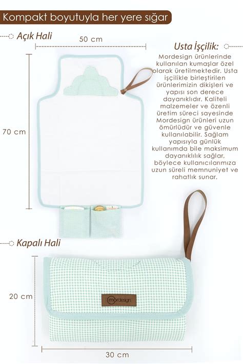 mordesign Bebek Çanta Alt Açma Minderi Alt Değiştirme Pedi Taşınabilir Bakım Çantası Clutch