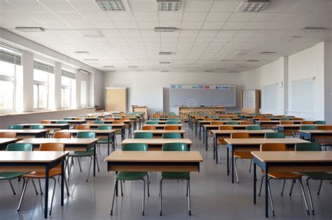 Whiteboard Regular Desks Big Empty Classroom Back To School