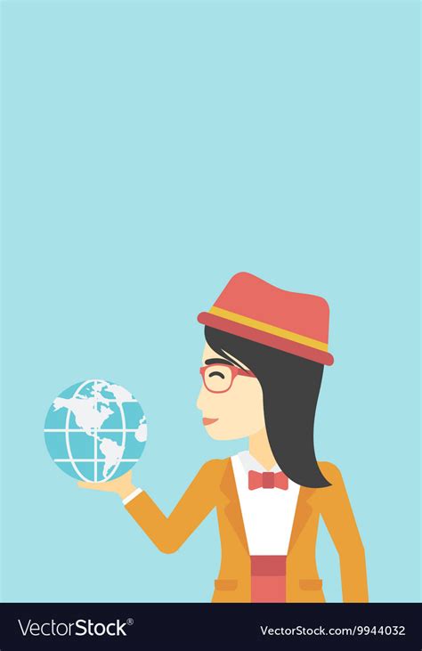 Business Woman Holding Earth Globe Royalty Free Vector Image