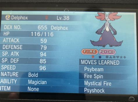 [gen6] Shiny Female Hidden Ability Shiny Delphox R Shinypokemon