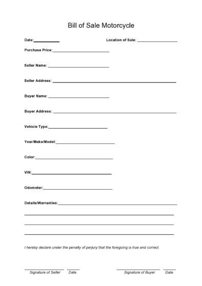 39 Free Motorcycle Bill of Sale Templates Printable ᐅ TemplateLab