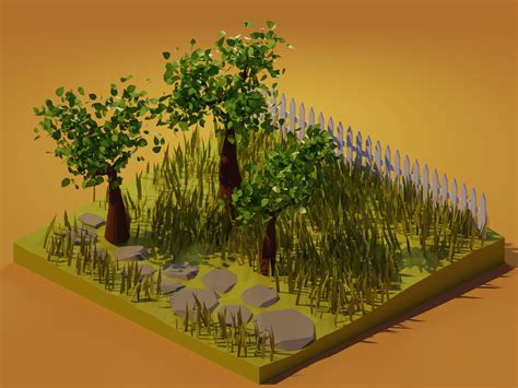 polygon runway garden and trees tutorial attempt blender