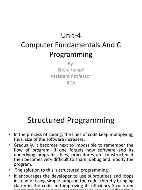 Unit 4 Computer Fundamentals And C Programming By Shefali Singh