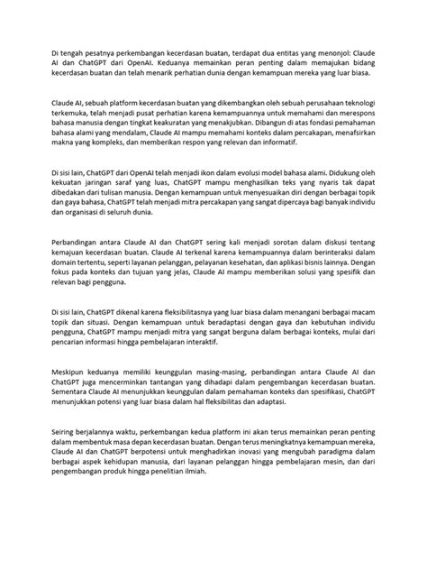 Openai Chatgpt Vs Claude Ai Narasi Pdf Seni Teknologi And Rekayasa