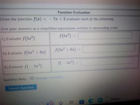 Solved Function Evaluation Given The Function F X X Chegg