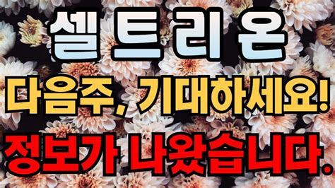 셀트리온 다음주 기대하세요 상승이 나와줄 정보가 나왔습니다 셀트리온 제약바이오 제약회사 특허 주가전망 종목분석
