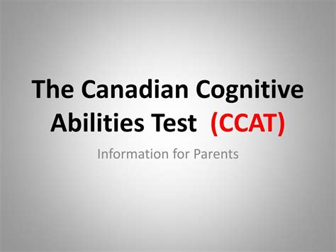 Ppt The Canadian Cognitive Abilities Test Ccat Powerpoint