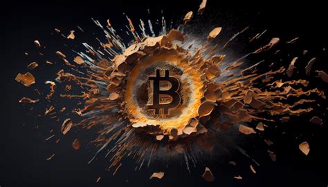 Premium Ai Image Close Up Of Crashing Bitcoin Sign On A Dark