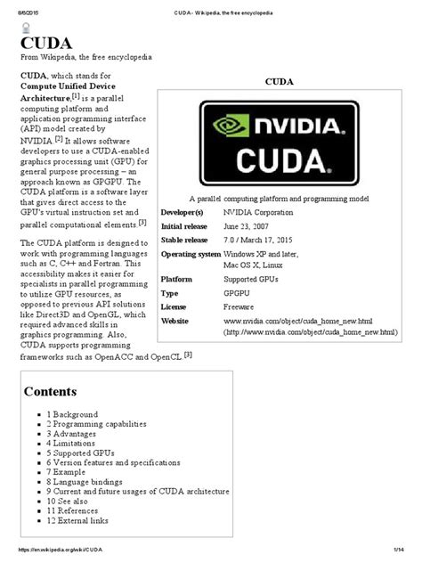Cuda Wikipedia The Free Encyclopedia Pdf Graphics Processing Unit Software Engineering