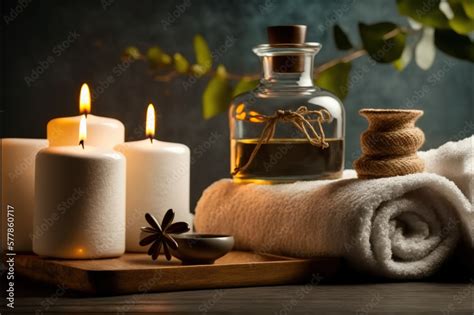 Ai Generative Image Spa Accessory Composition Set In Spa Hotel