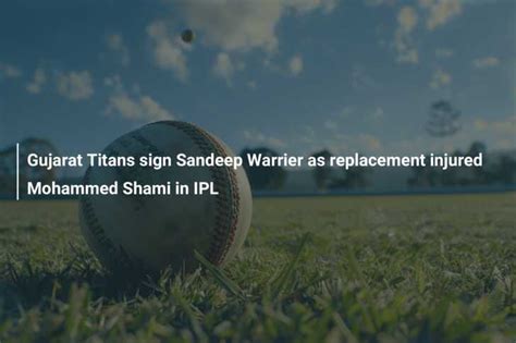 Gujarat Titans Sign Sandeep Warrier As Replacement Injured Mohammed