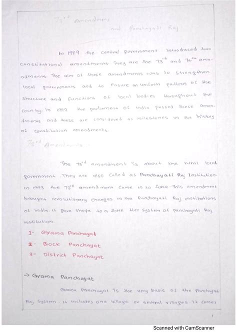 73rd Amendment And Panchayati Raj Political Science Studocu