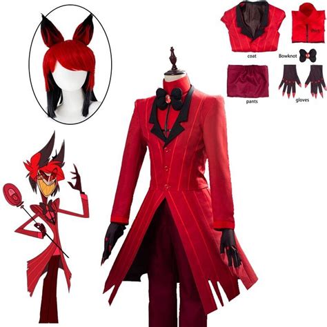 Hazbin Hotel Alastor Cosplay Costume Adult Halloween Outfit Wig Full