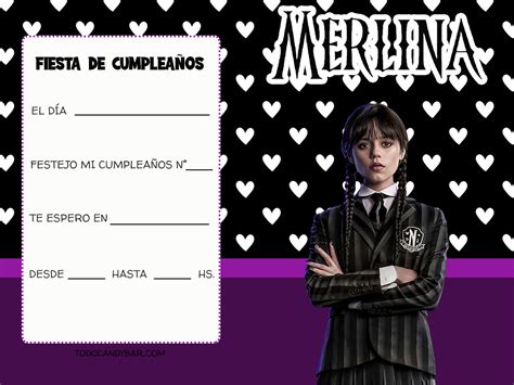 Invitaciones Merlina Addams Todo Candy Bar