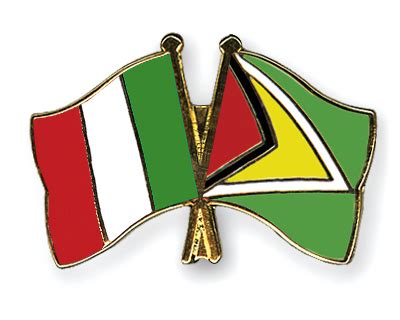 Crossed Flag Pins Italy Guyana Flags