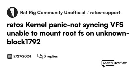 ratos kernel panic not syncing vfs unable to mount root fs on unknown block 179 2 rat rig
