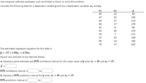 solved use computer software packages such as minitab or