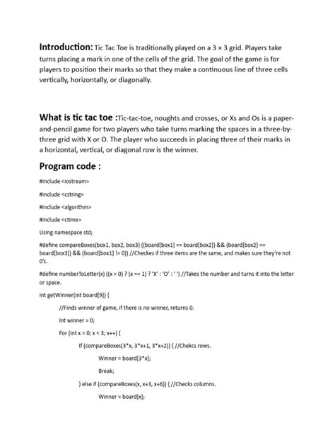 Tic Tac Toe Using C Pdf