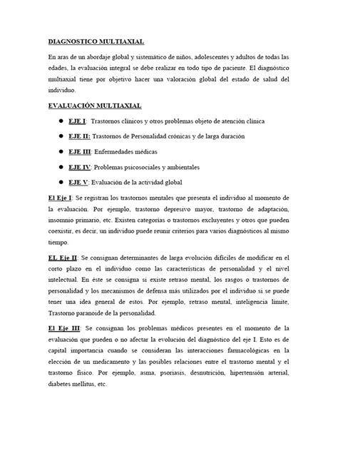 Diagnostico Y Evaluación Multiaxial Pdf