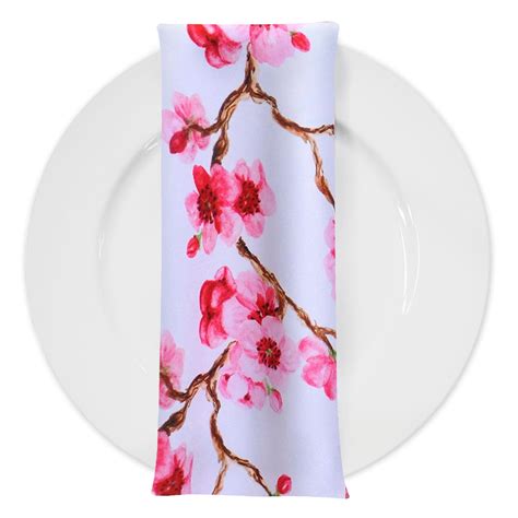 Cherry Blosson Poly Print Lilac Linens