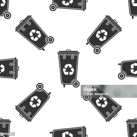 回收站與回收符號圖示無縫模式白色背景垃圾桶圖示平面設計向量插圖向量圖形及更多乾淨圖片 乾淨 保護 剪裁圖 Istock