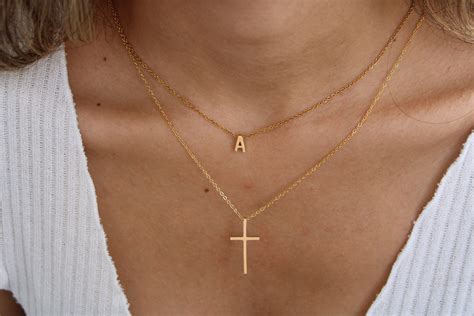 Classic Simple Jesus Cross Gold Dainty Minimalist Cross Pendant Small