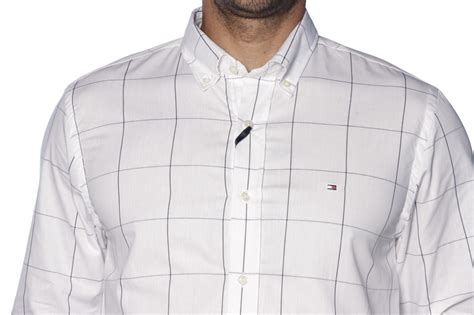 Camisa Tommy Hilfiger Masculina Regular Fit Xadrez Branca Gareth