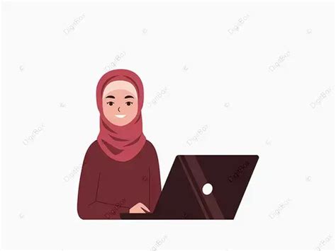 عکس کارتونی دختر در حال کار با لپ تاپ دیجیت باکس Digitbox