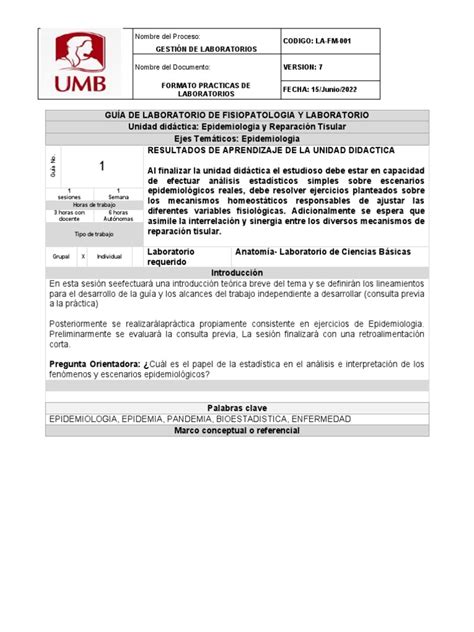 Guia N°01 Epidemiologia 1 Pdf Experimentar Salud Pública