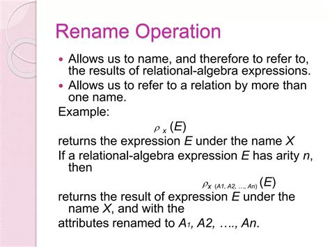 Relational Algebra Operations PPT