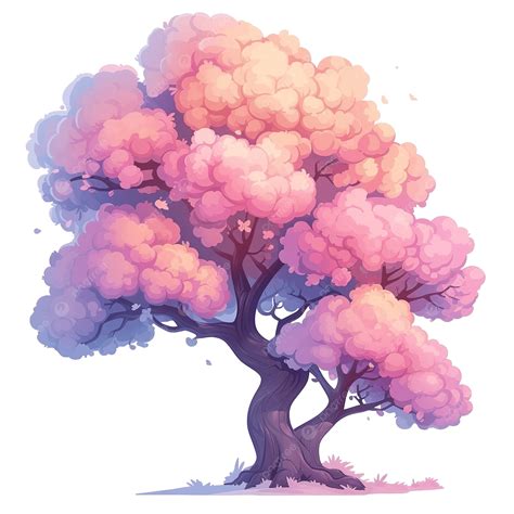 Charming Flat Tree Cute Pastel Cartoon Art Cute Cartoon Tree Png