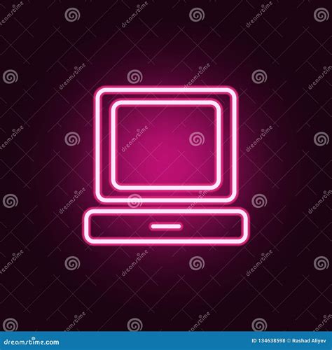Desktop Computer Icon Elements Of Web In Neon Style Icons Stock