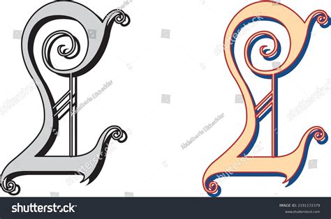 Classic Letter L Monogram Black White Stock Vector Royalty Free
