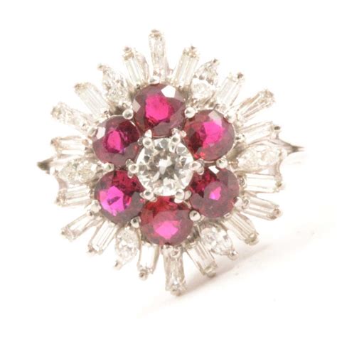 Lot 65 A Ruby And Diamond Cluster Ring