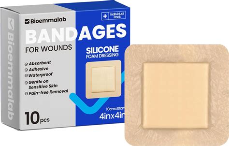 Large Waterproof Bandages 4x4 Silicone Foam Dressing For