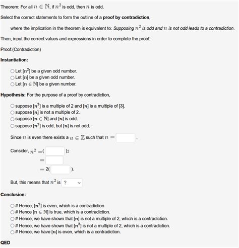 Solved Theorem For All NN If N Is Odd Then N Is Odd Chegg Com