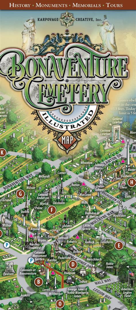 Bonaventure Cemetery Illustrated Map Folded Etsy