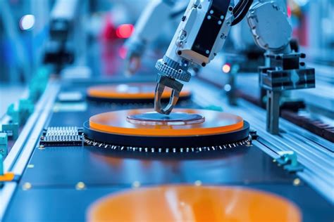 Premium Ai Image Robotic Manufacturing Of Semiconductors And Computer Chips From Silicon Wafers