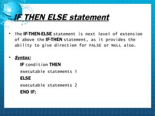 Oracle Pl Sql Control Statments PPT Programming Languages Computing