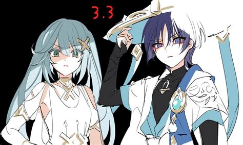 Scaramouche Wanderer And Faruzan Genshin Impact Drawn By Boo 1