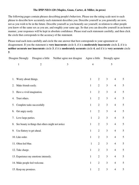 The Ipip Neo 120 Maples Guan Carter And Miller In Press Pdf