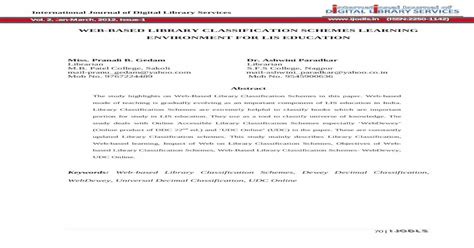 Pdf Web Based Library Classification Classification Universal Decimal Classification