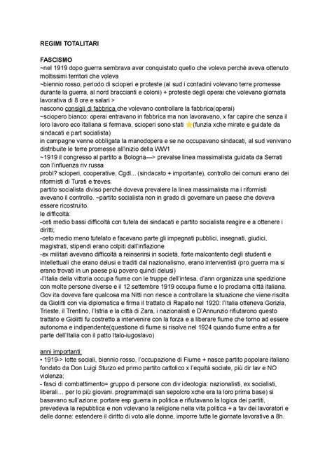 Regimi Totalitari 900 Appunti Di Storia Docsity