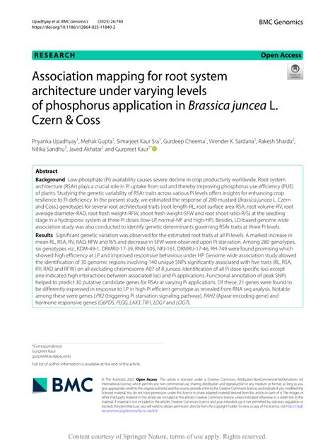 Pdf Association Mapping For Root System Architecture Under Varying