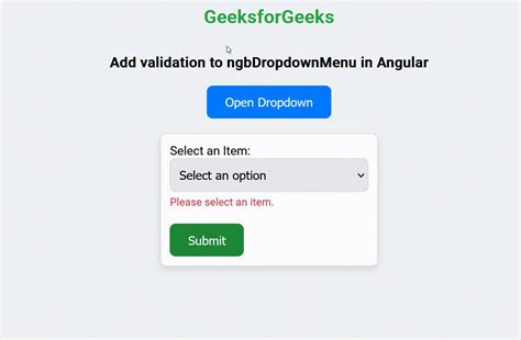 How To Add Validation To Ngbdropdownmenu In Angular Geeksforgeeks