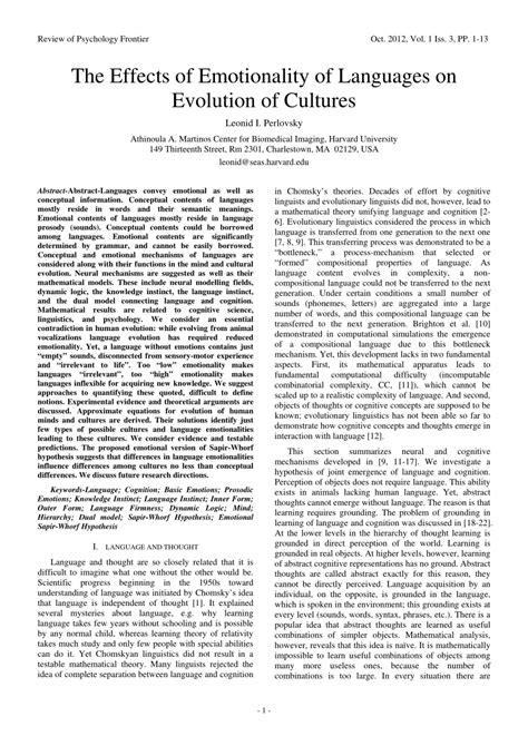 Pdf Language And Cognition Influence On Evolution Of Cultures
