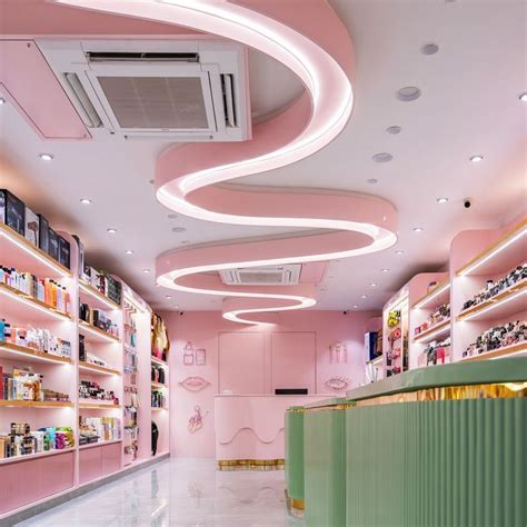 High End Pink Color Display Cabinets And Back Wall Design In 2024