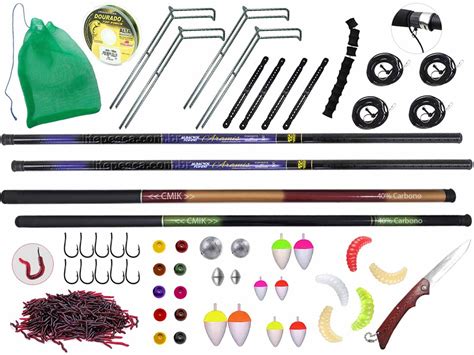 Kit Para Pesca 2 Varas Telescópicas 22 Carbono 2 10m e 2 Varas